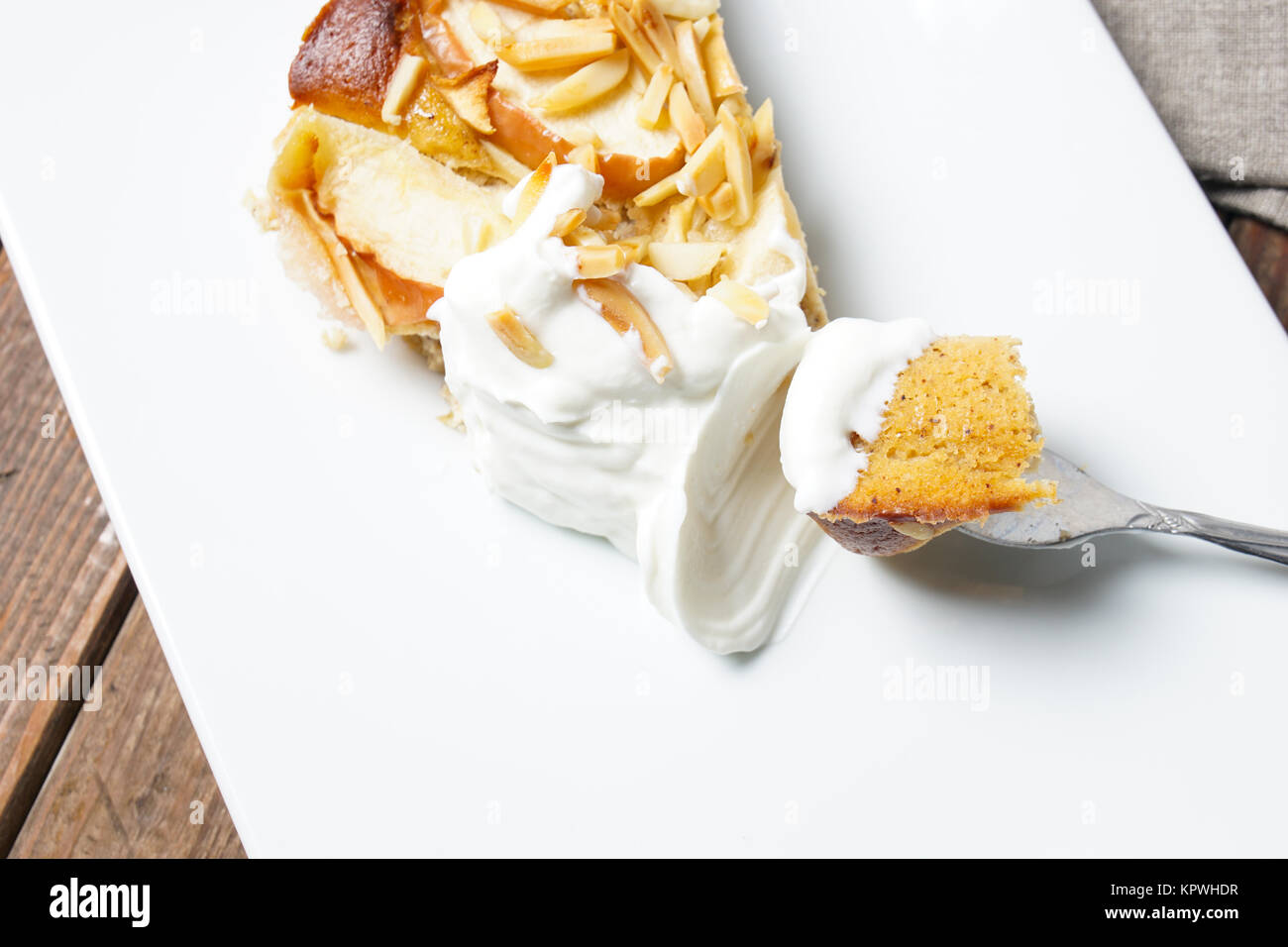 Apple pie with almonds Stock Photo - Alamy