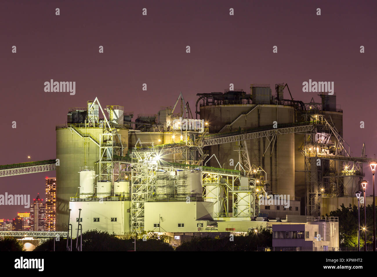 oil tanks at night Stock Photo - Alamy