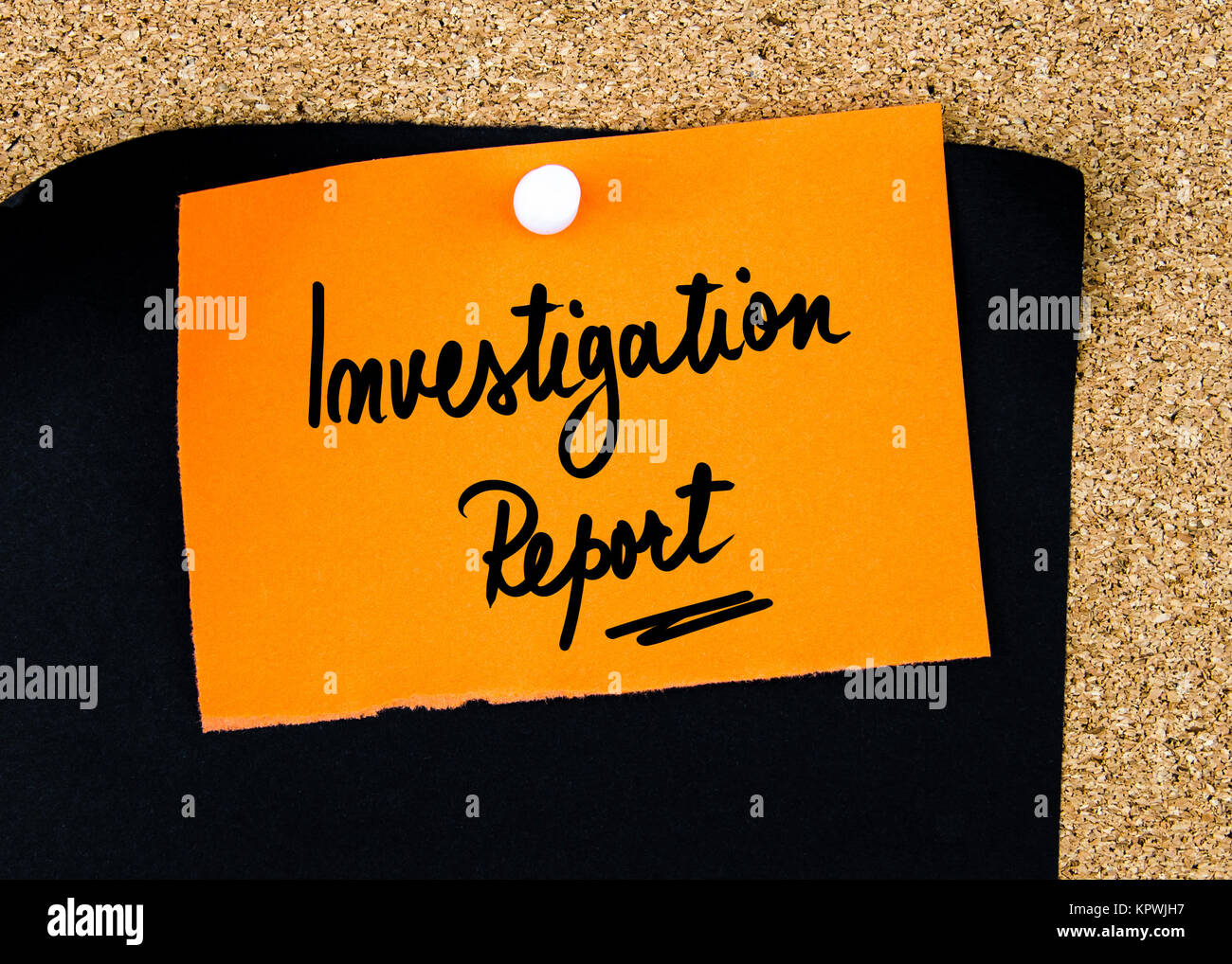 Investigation Report written on orange paper note Stock Photo - Alamy
