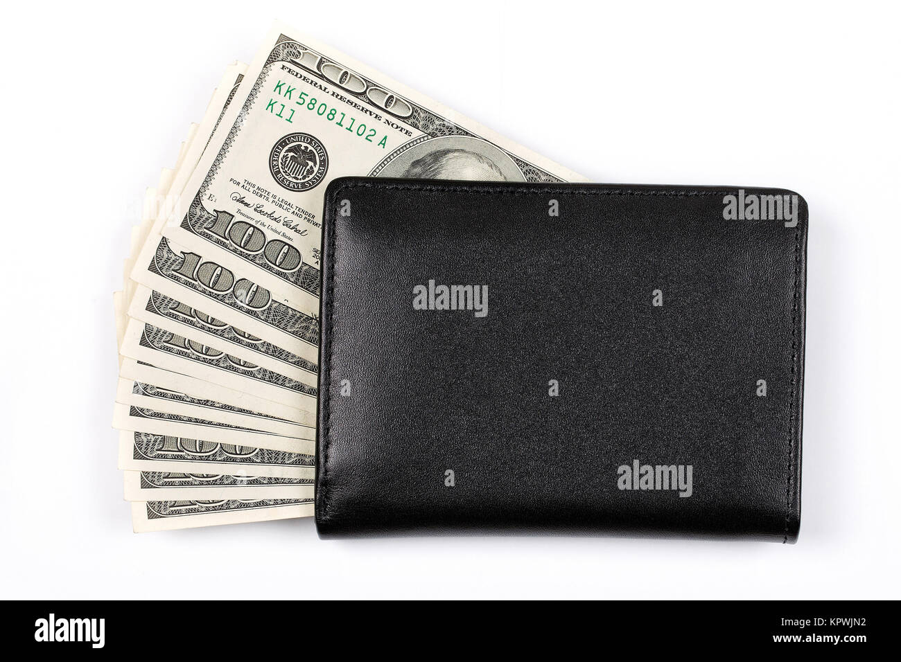 Black wallet with American dollars Stock Photo - Alamy