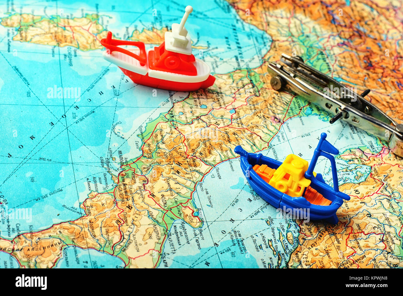 map of the area and symbolic of marine boat Stock Photo - Alamy