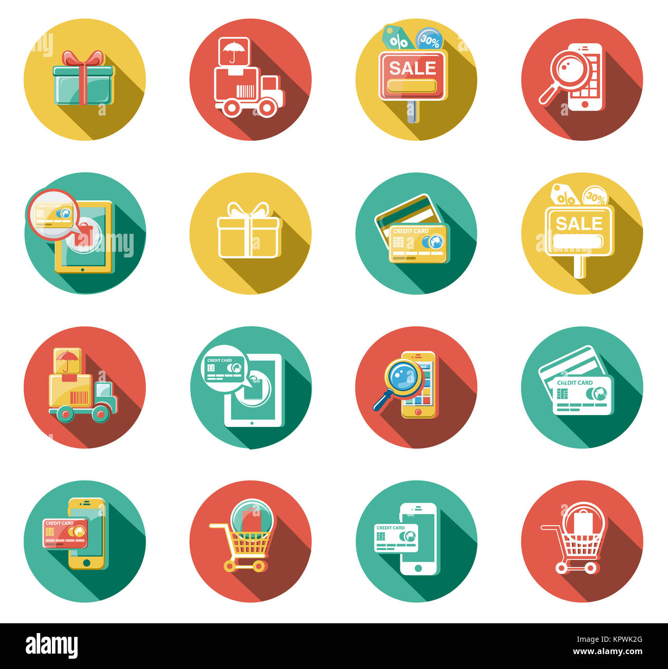 Business and Sales Flat Icons Set Stock Photo - Alamy