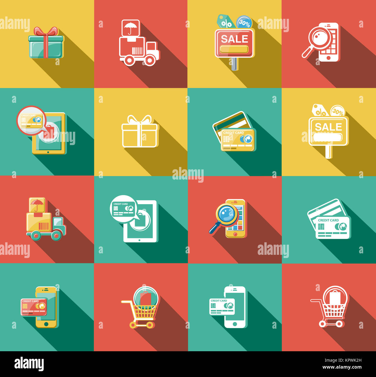 Business and Sales Flat Icons Set Stock Photo - Alamy