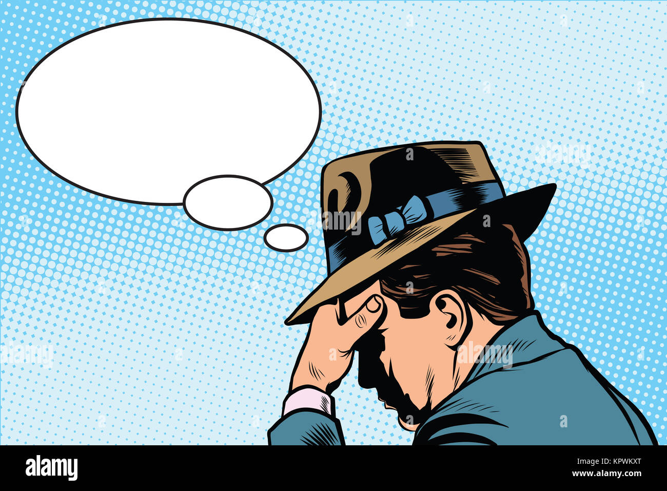 Retro male thinking Stock Photo - Alamy