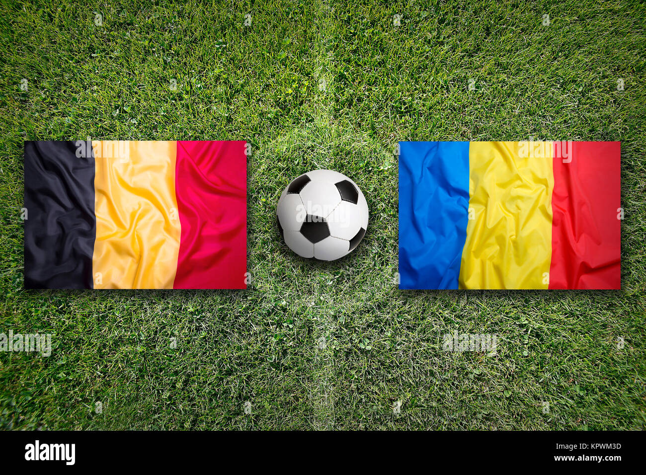 Belgium vs. Romania flags on soccer field Stock Photo - Alamy Belgium vs. Romania flags on soccer field Stock Photo - Alamy