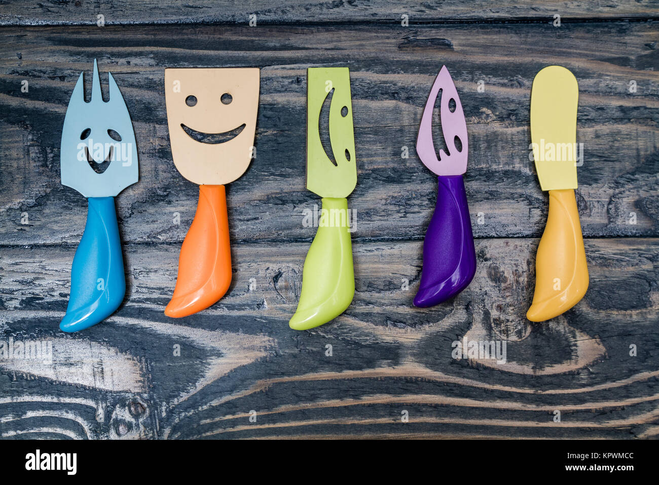 Knifes and Forks with Smiley Faces Stock Photo - Alamy