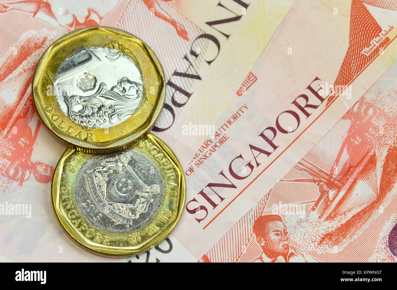 Singapore money on white background Stock Photo - Alamy