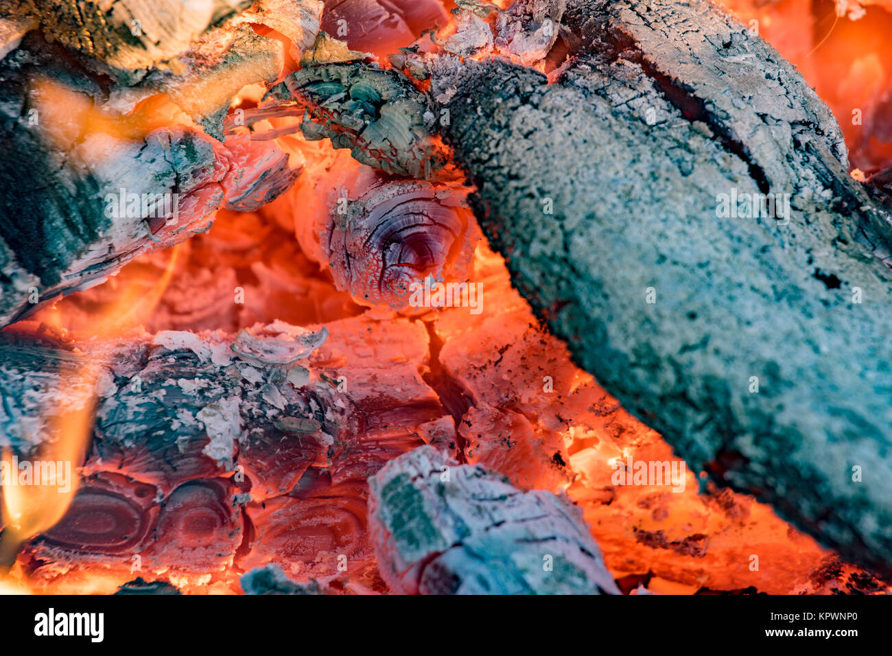 close-up of burning embers in the wood fire Stock Photo - Alamy