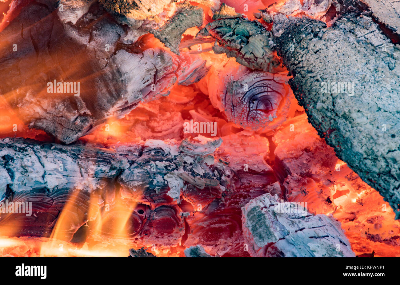 close-up of burning embers in the wood fire Stock Photo - Alamy