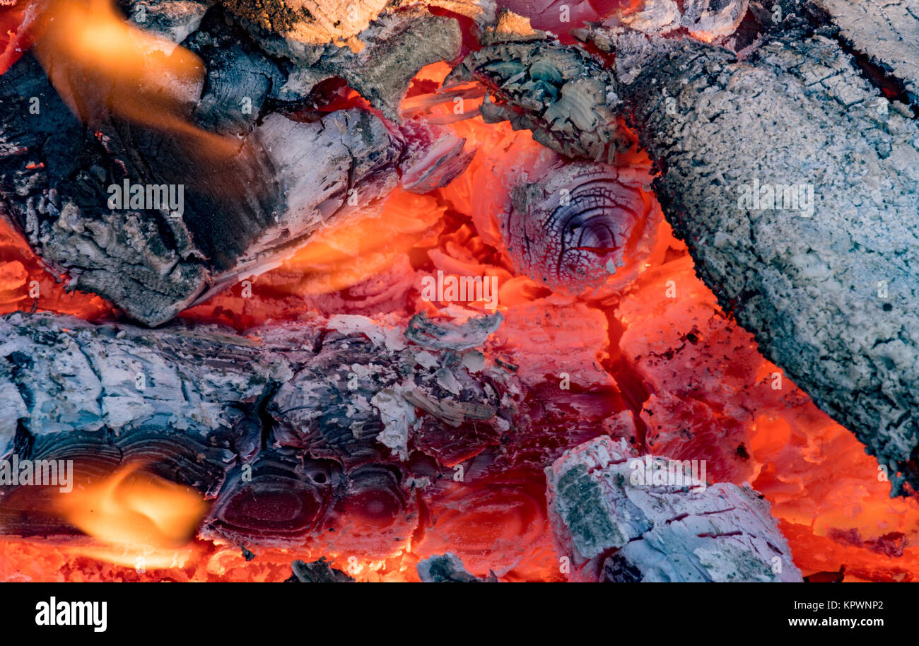 close-up of the burning embers in the wood fire Stock Photo - Alamy