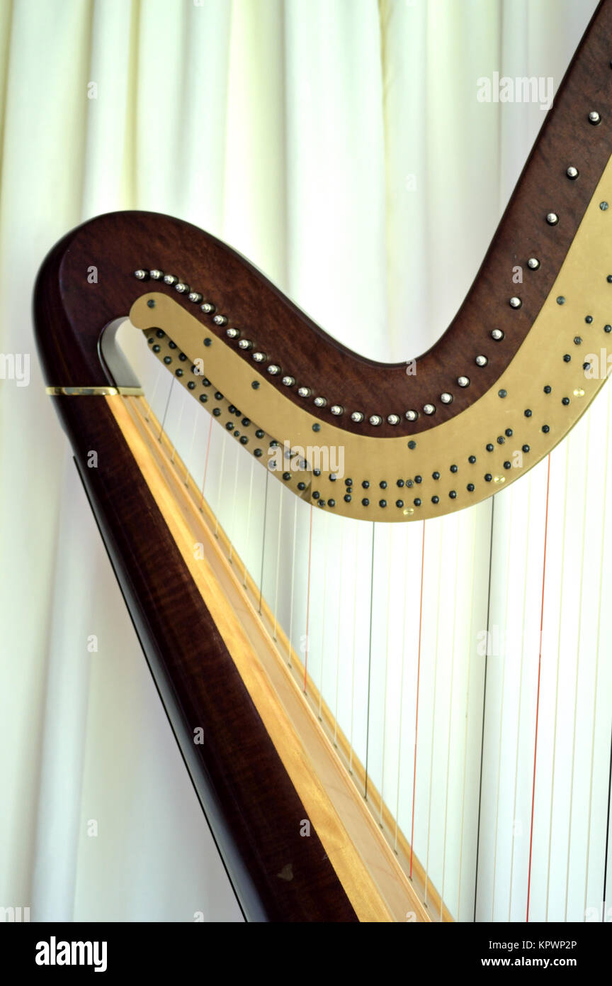 Pedal harp closeup Stock Photo - Alamy
