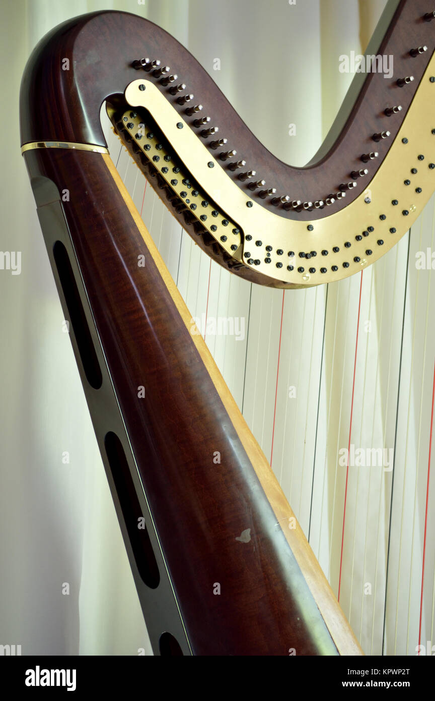 Pedal harp closeup Stock Photo - Alamy