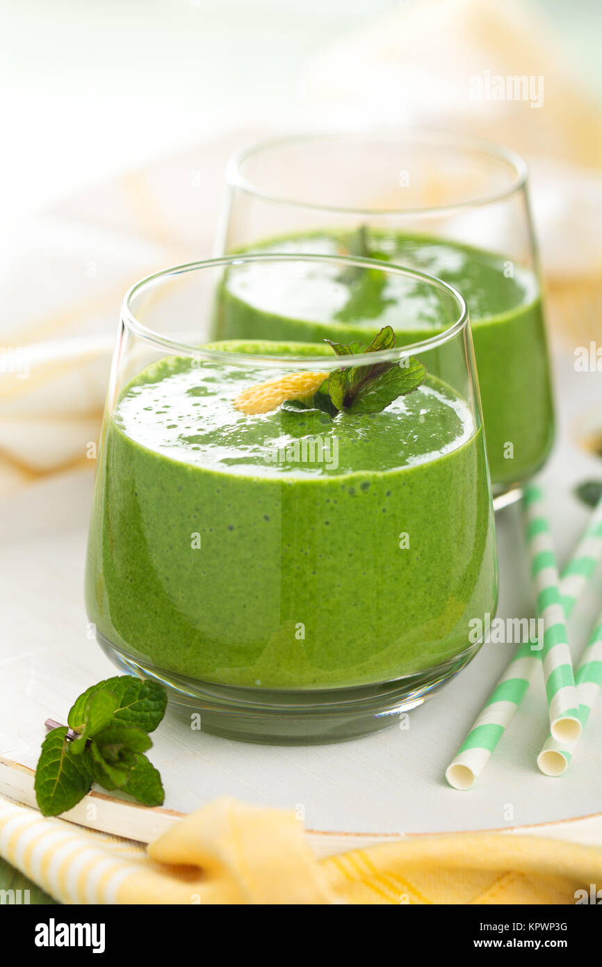 Green milkshake with mint Stock Photo - Alamy