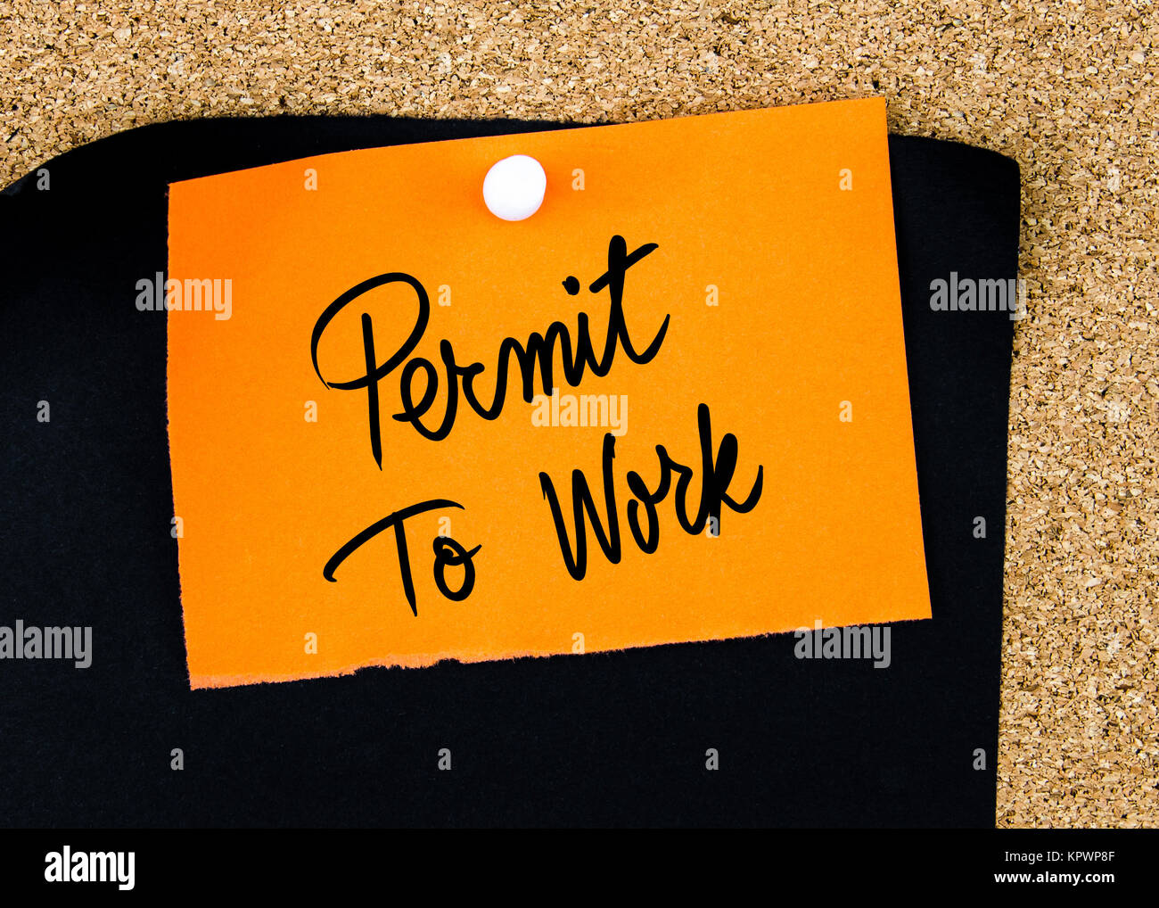 Permit To Work written on orange paper note Stock Photo - Alamy