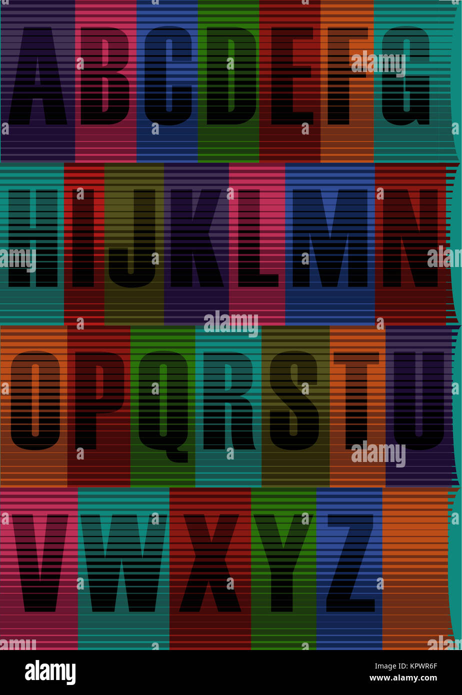 Striped Black Alphabet. Illustration Stock Photo - Alamy