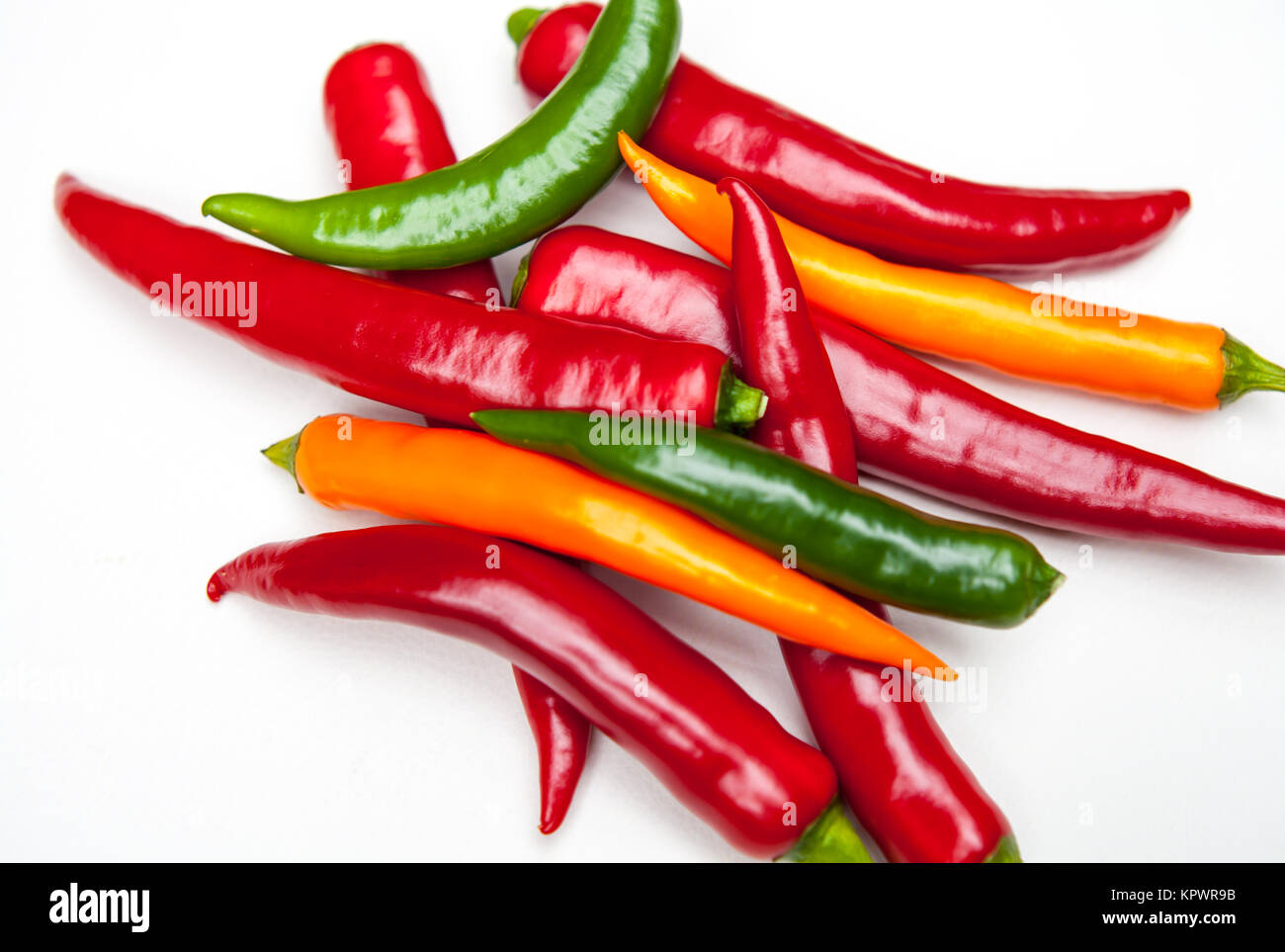 fresh pepperoni mixed color isolated on withe Background Stock Photo ...