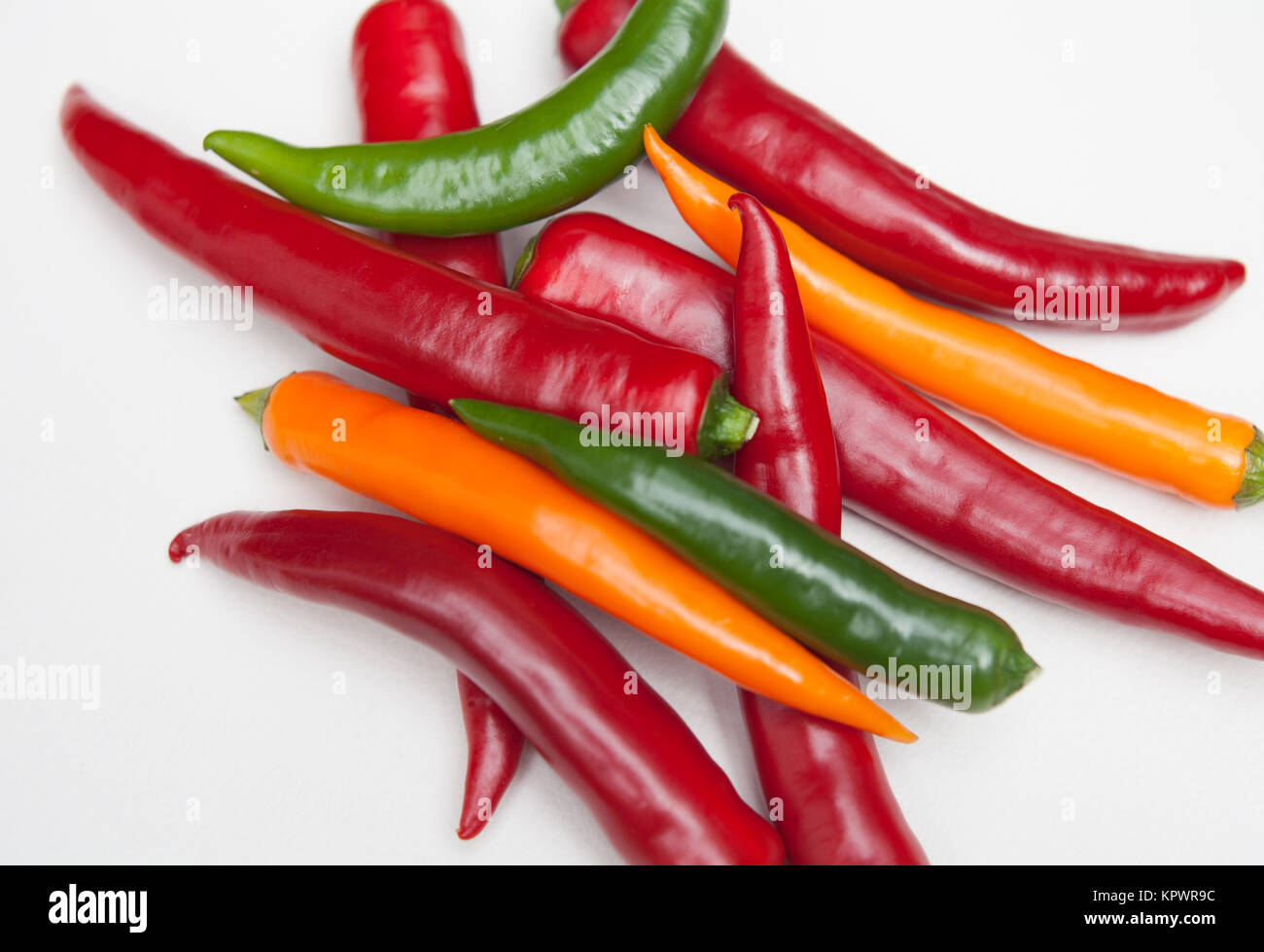 fresh pepperoni mixed color isolated on withe Background Stock Photo ...