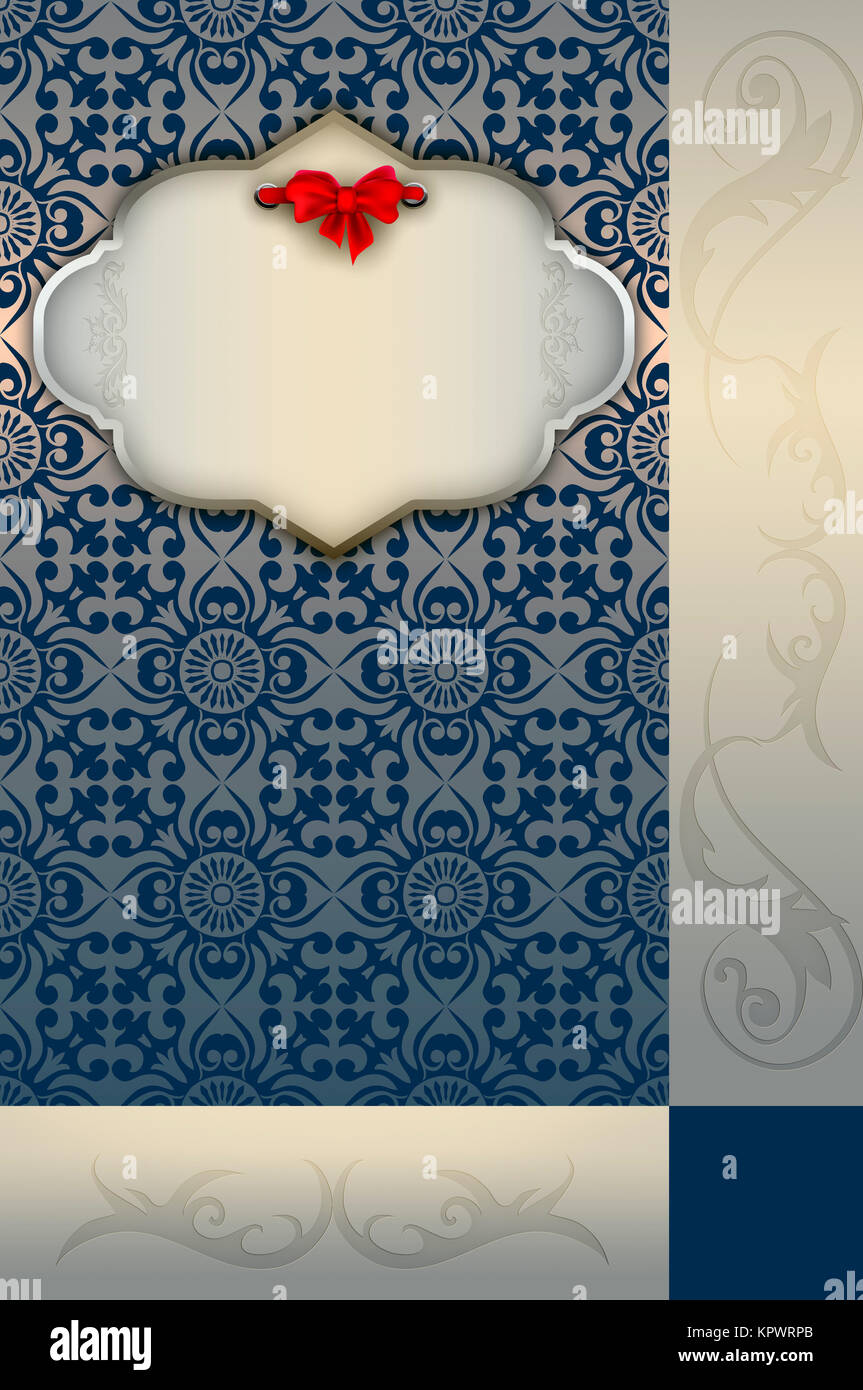 Template of greeting card with decorative vintage patterns and frame ...