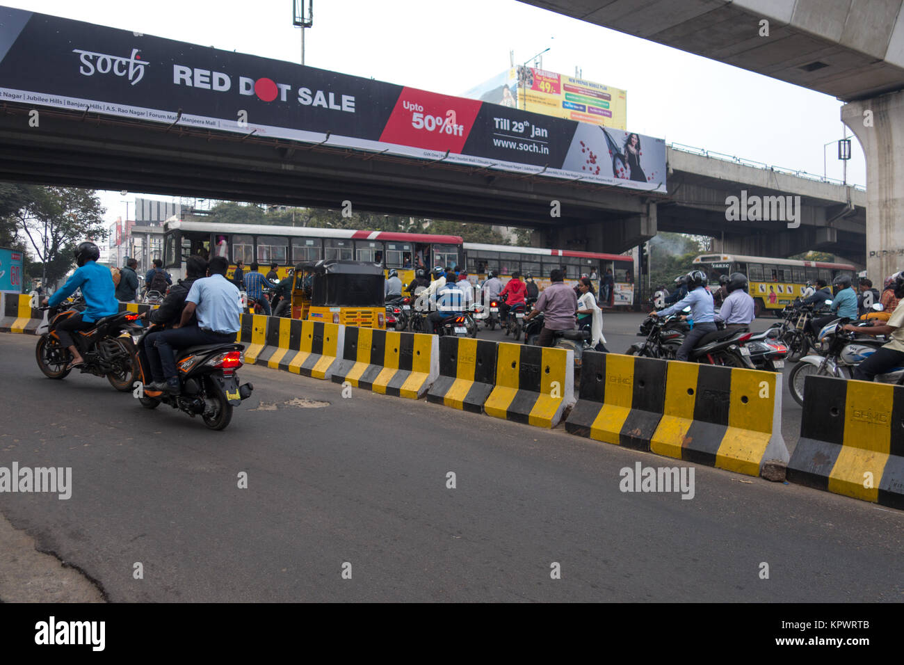 INDIA - CIRCA DECEMBER 2017 Morning traffic at an intersection in ...