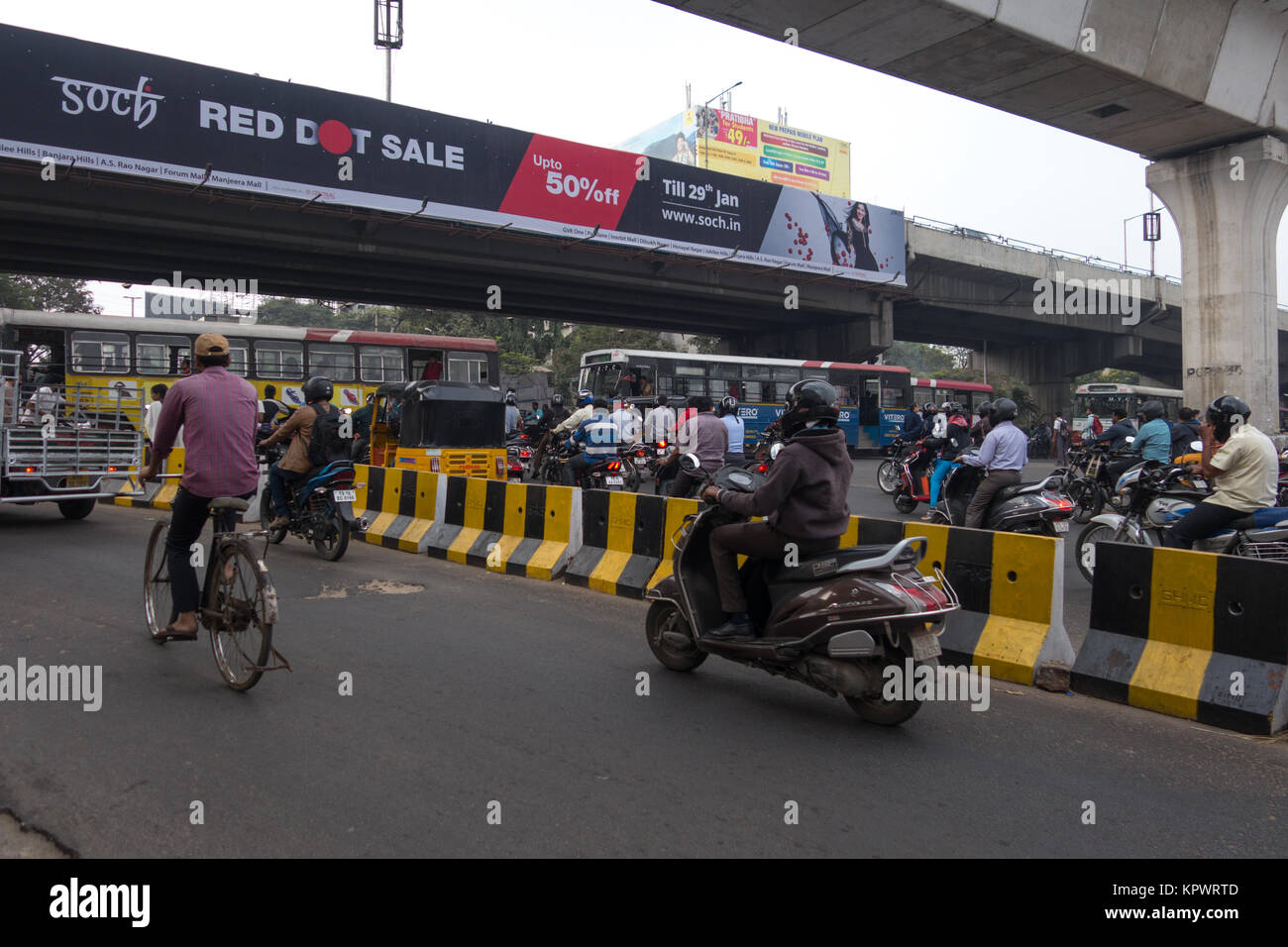 INDIA - CIRCA DECEMBER 2017 Morning traffic at an intersection in ...
