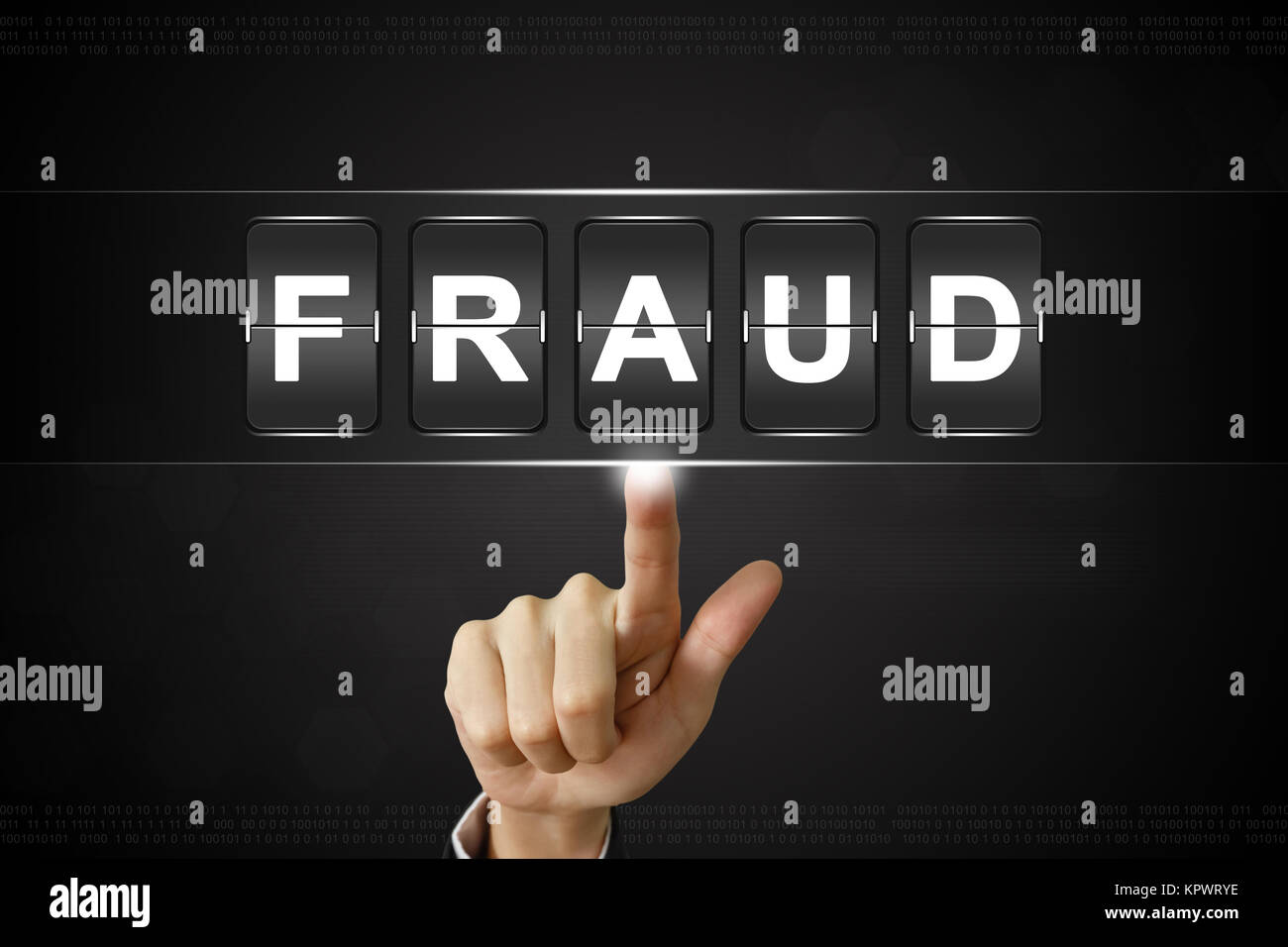 business hand clicking fraud on Flipboard Stock Photo - Alamy
