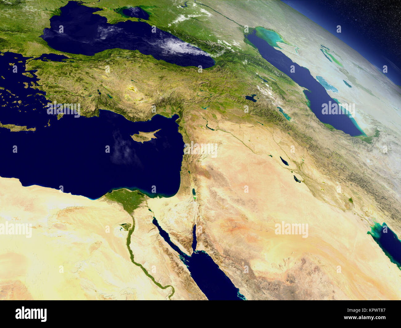 Middle East from space Stock Photo - Alamy