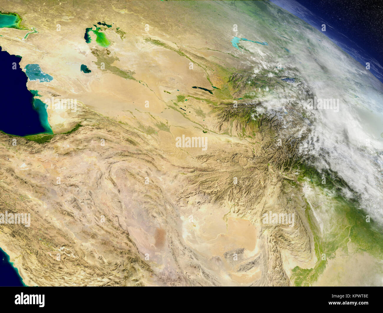 Central Asia from space Stock Photo - Alamy