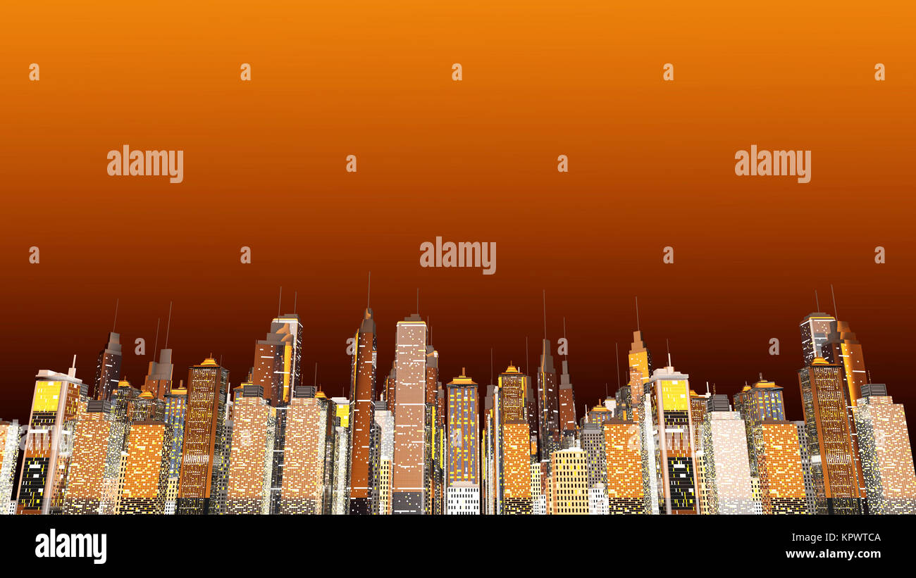 Generic urban architecture and skyscrapers forming a huge city. 3D ...