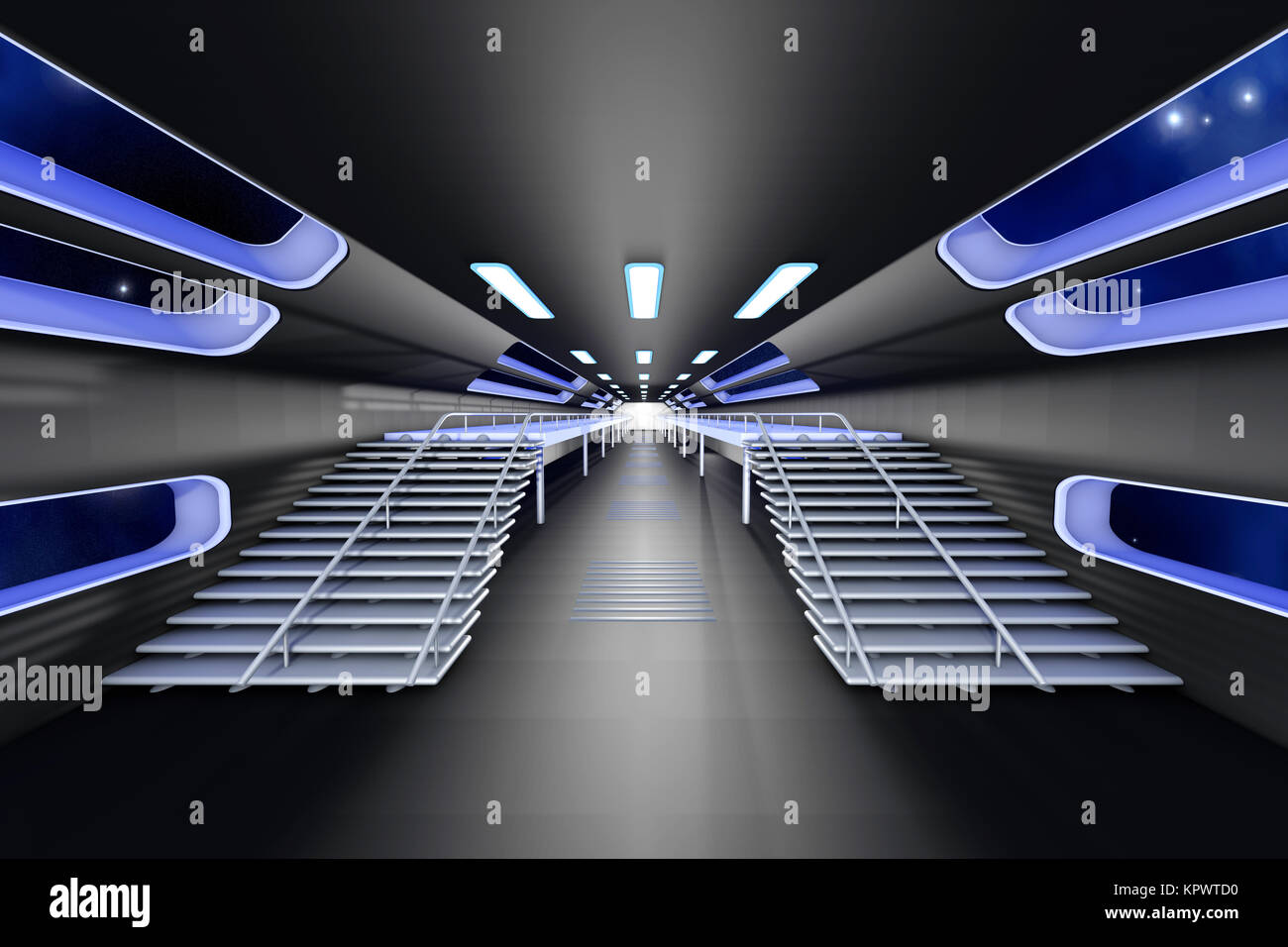 Space station Interior. 3D Architecture visualization Stock Photo - Alamy