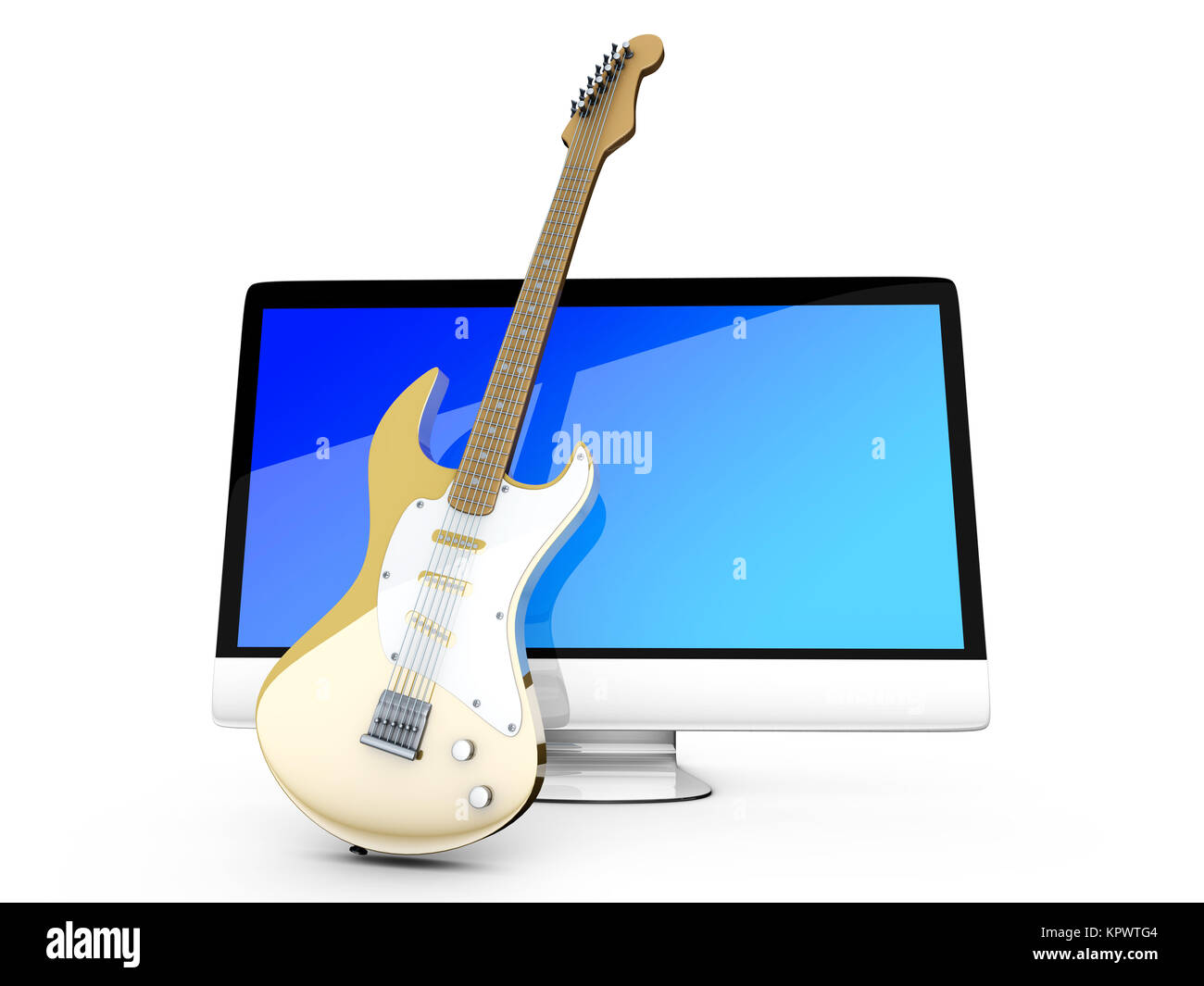 Digital guitar - A All in one computer with a Guitar. 3D illustration ...