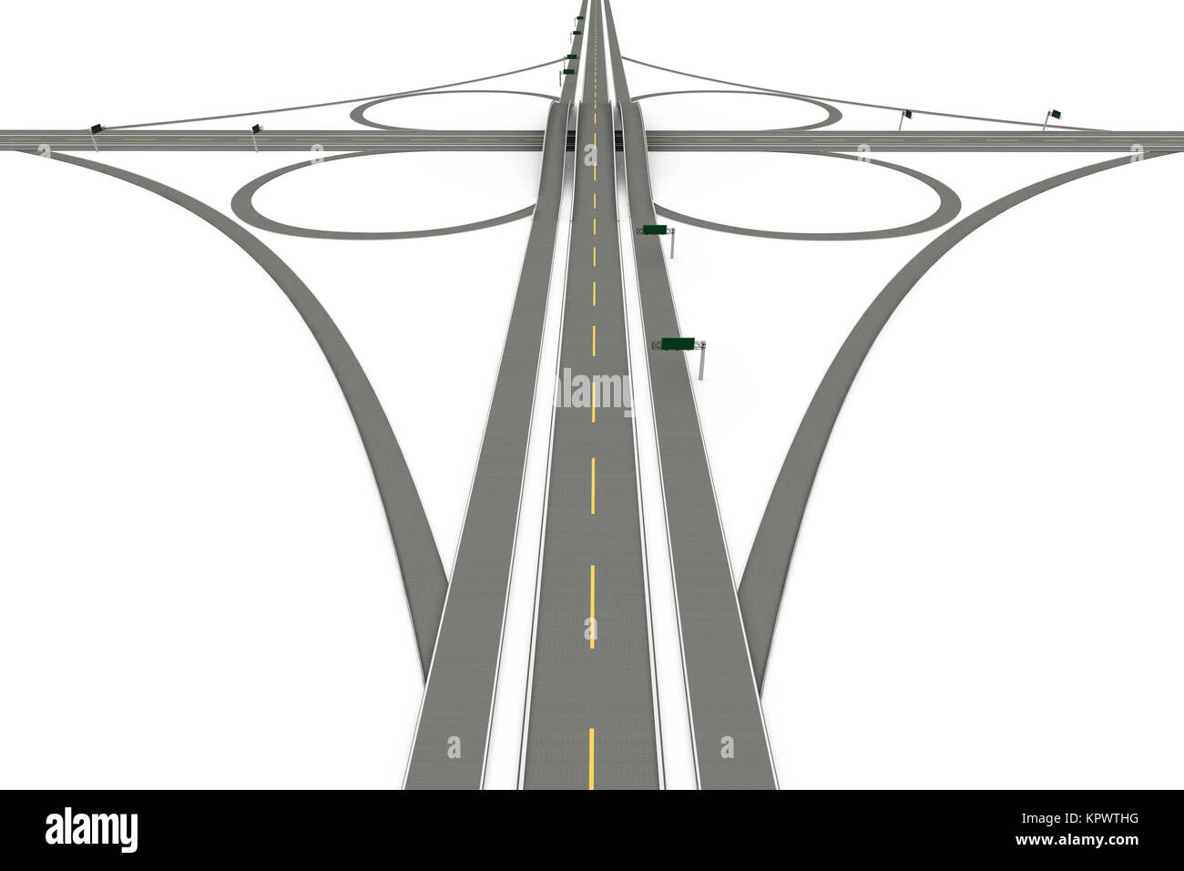 A Highway interchange. 3D rendered Illustration. Isolated on white ...