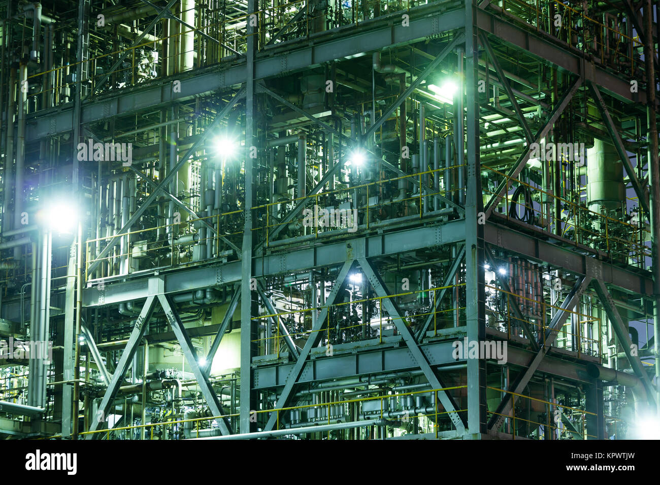 Industrial factory at night Stock Photo - Alamy