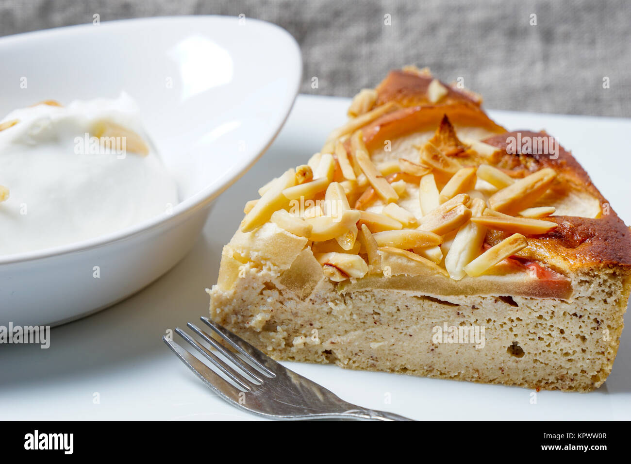 Apple pie with almonds Stock Photo - Alamy