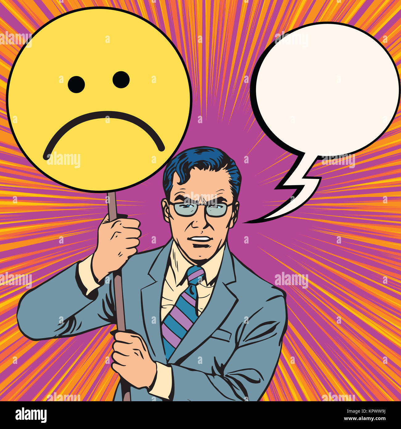 Policy protester poster sad emoticon Stock Photo - Alamy