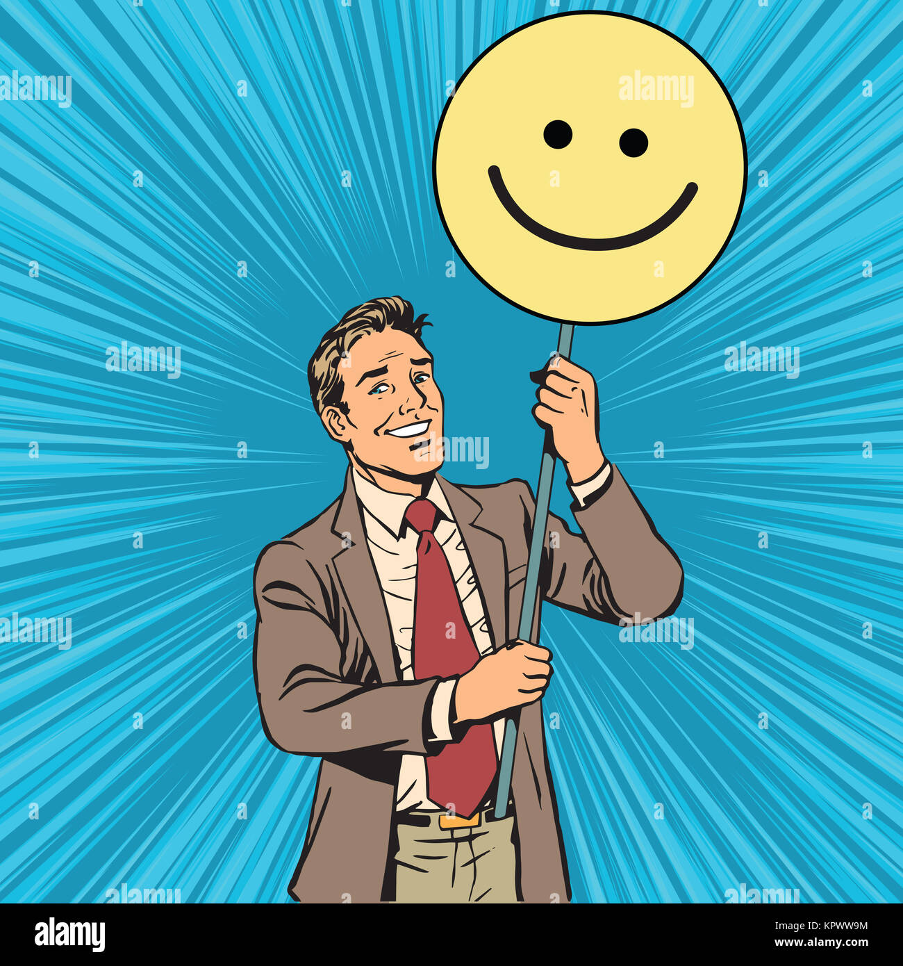 Protester with a poster Emoji smiley Stock Photo - Alamy