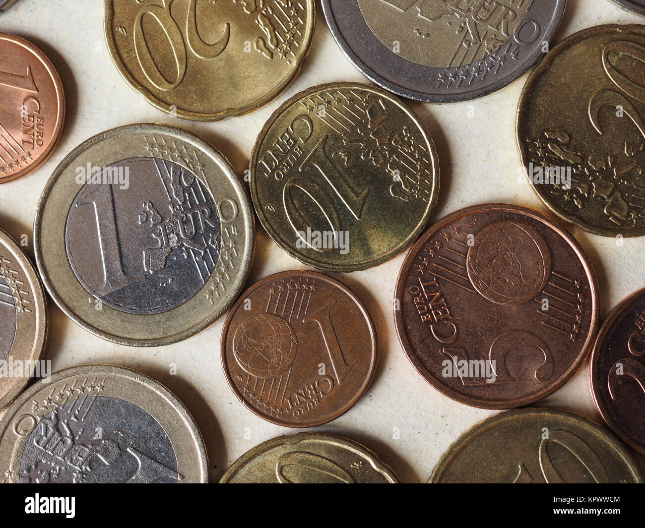 Euro coins flat lay Stock Photo - Alamy