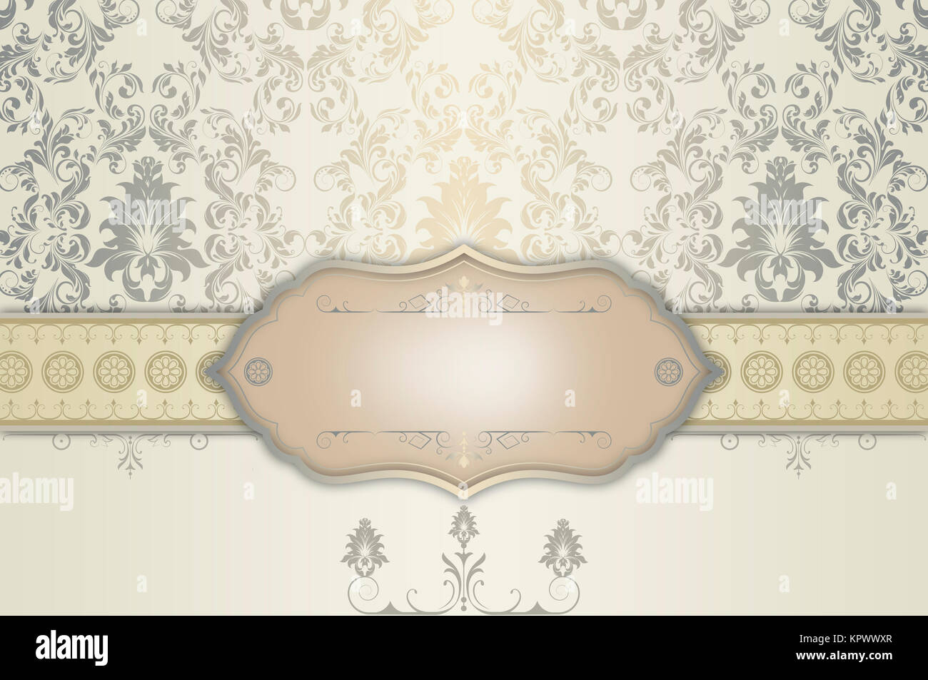 Vintage background with decorative frame and old-fashioned patterns ...