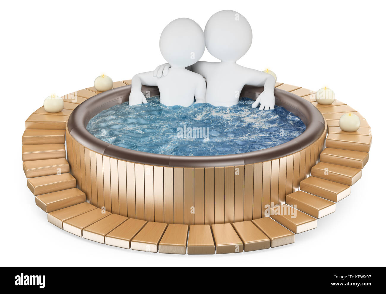 3D white people. Couple relaxing in a jacuzzi Stock Photo - Alamy