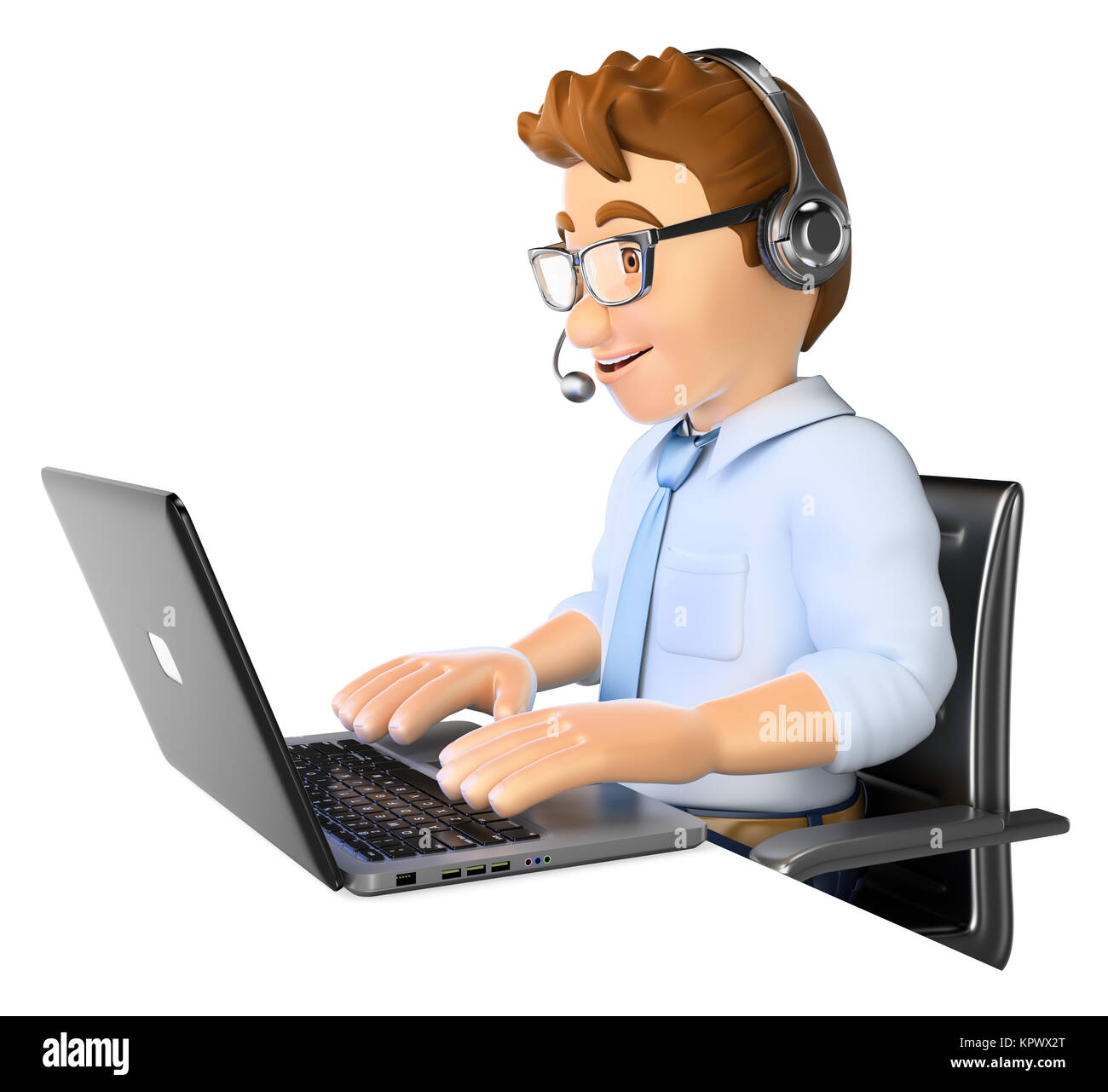 3D Man working in a call center Stock Photo - Alamy