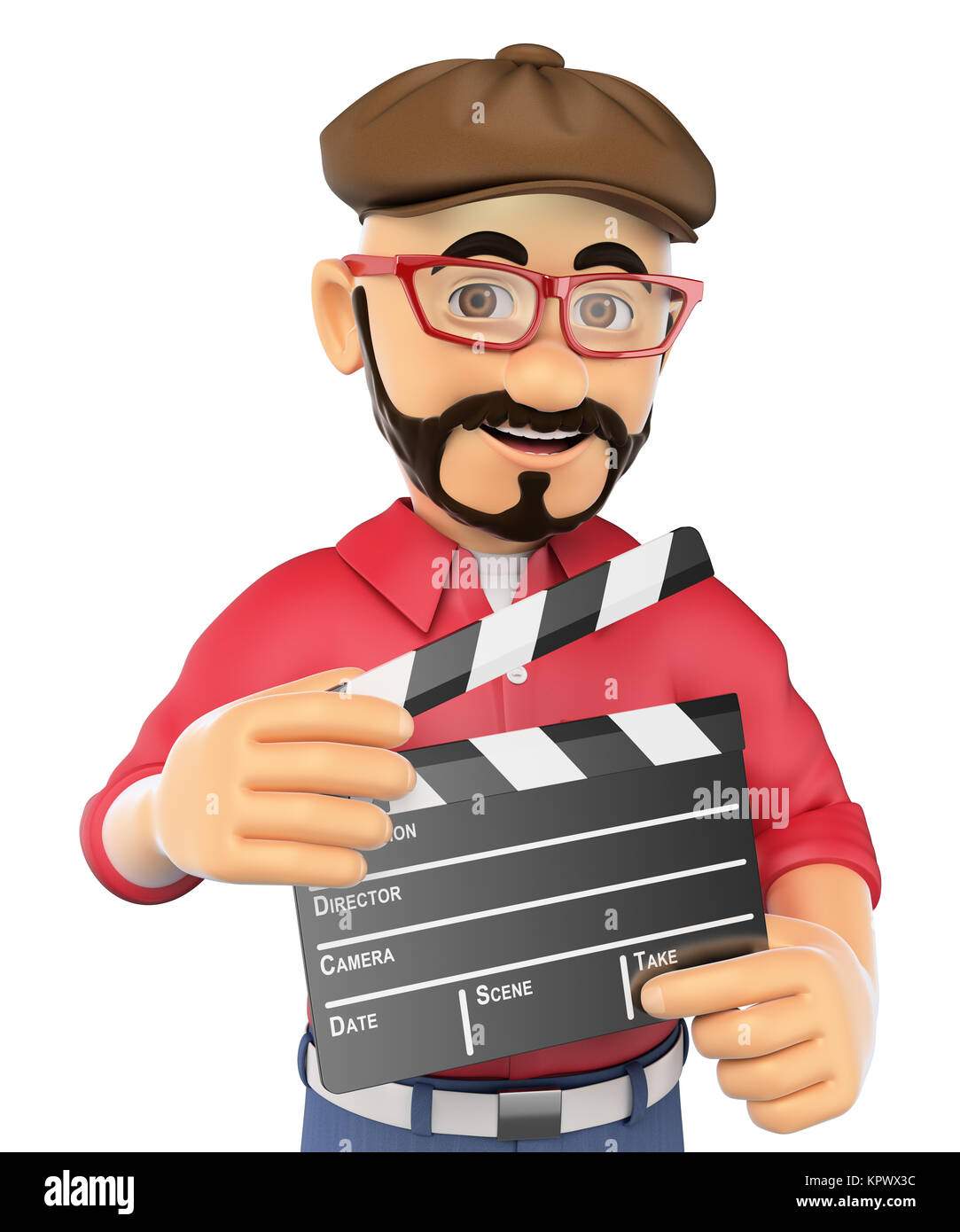 3D Film director with a clapperboard Stock Photo - Alamy