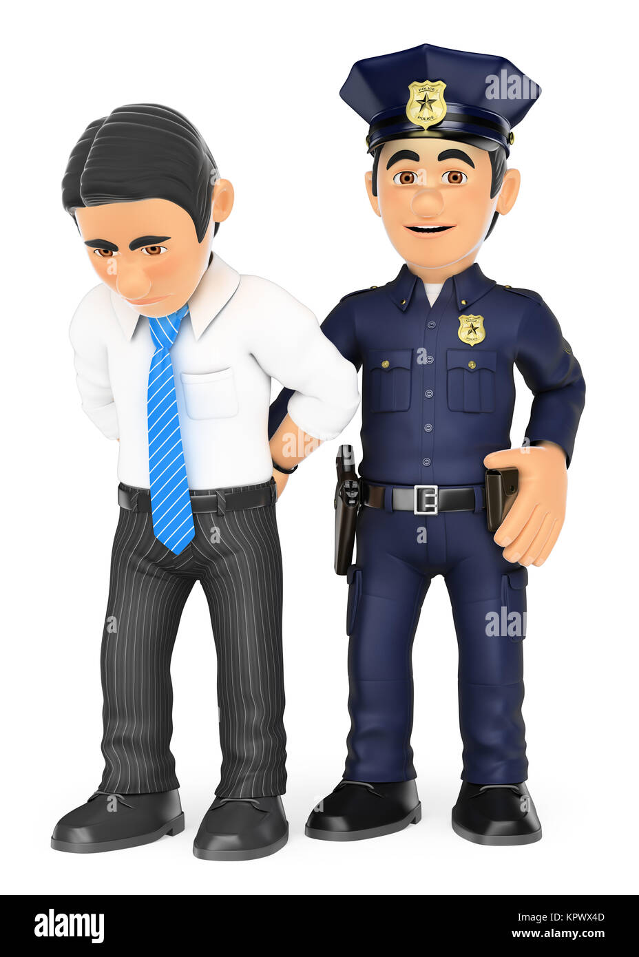 3D Policeman arresting a thief. White collar criminal Stock Photo - Alamy