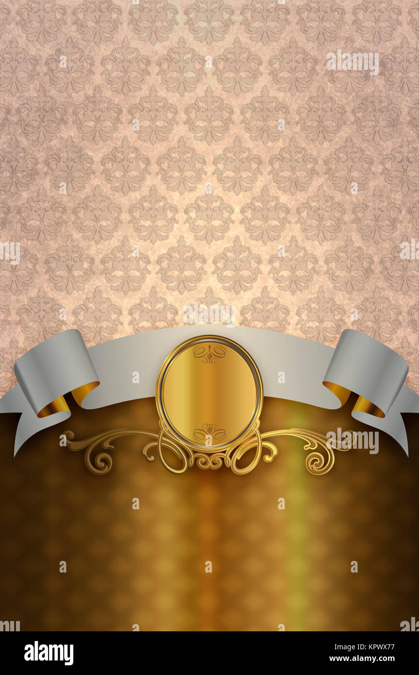 Vintage background with decorative frame,ribbon and old-fashioned ...