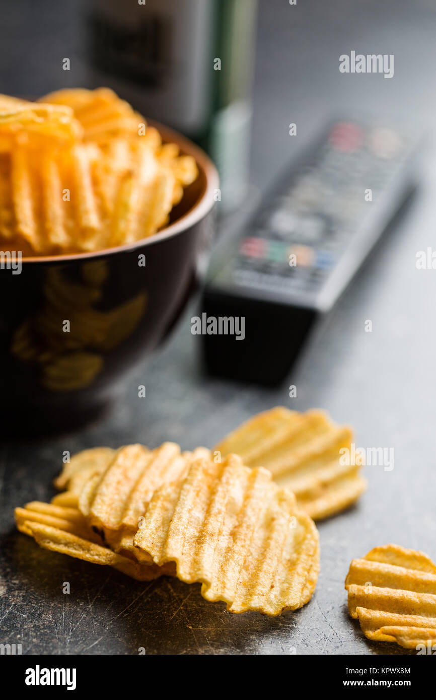 Crinkle cut potato chips Stock Photo - Alamy