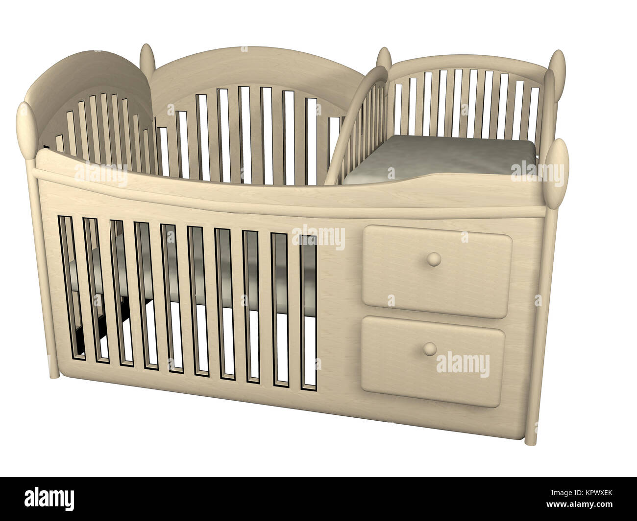 wooden crib 3d illustration Stock Photo - Alamy