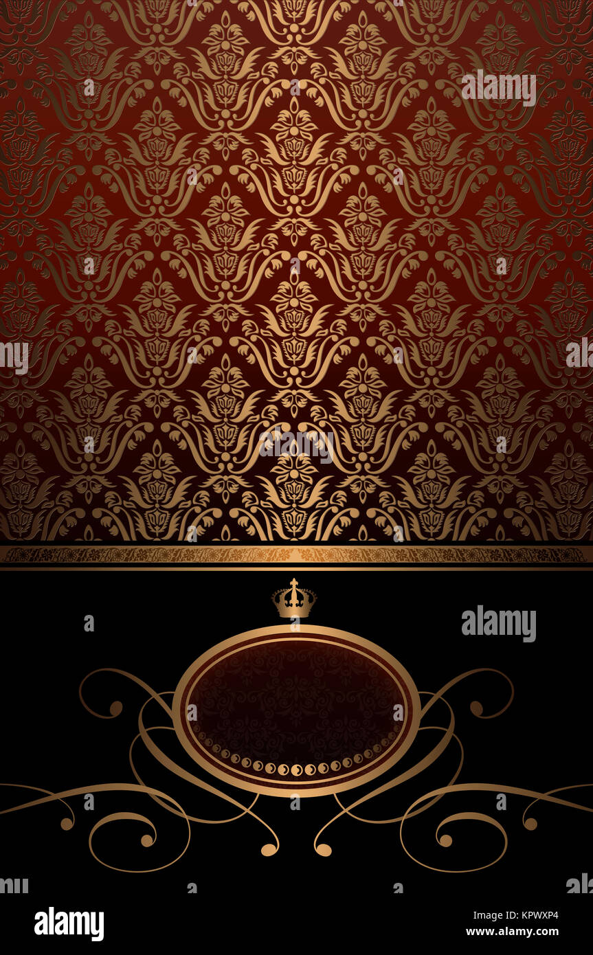 Vintage background with gold old-fashioned patterns and decorative ...