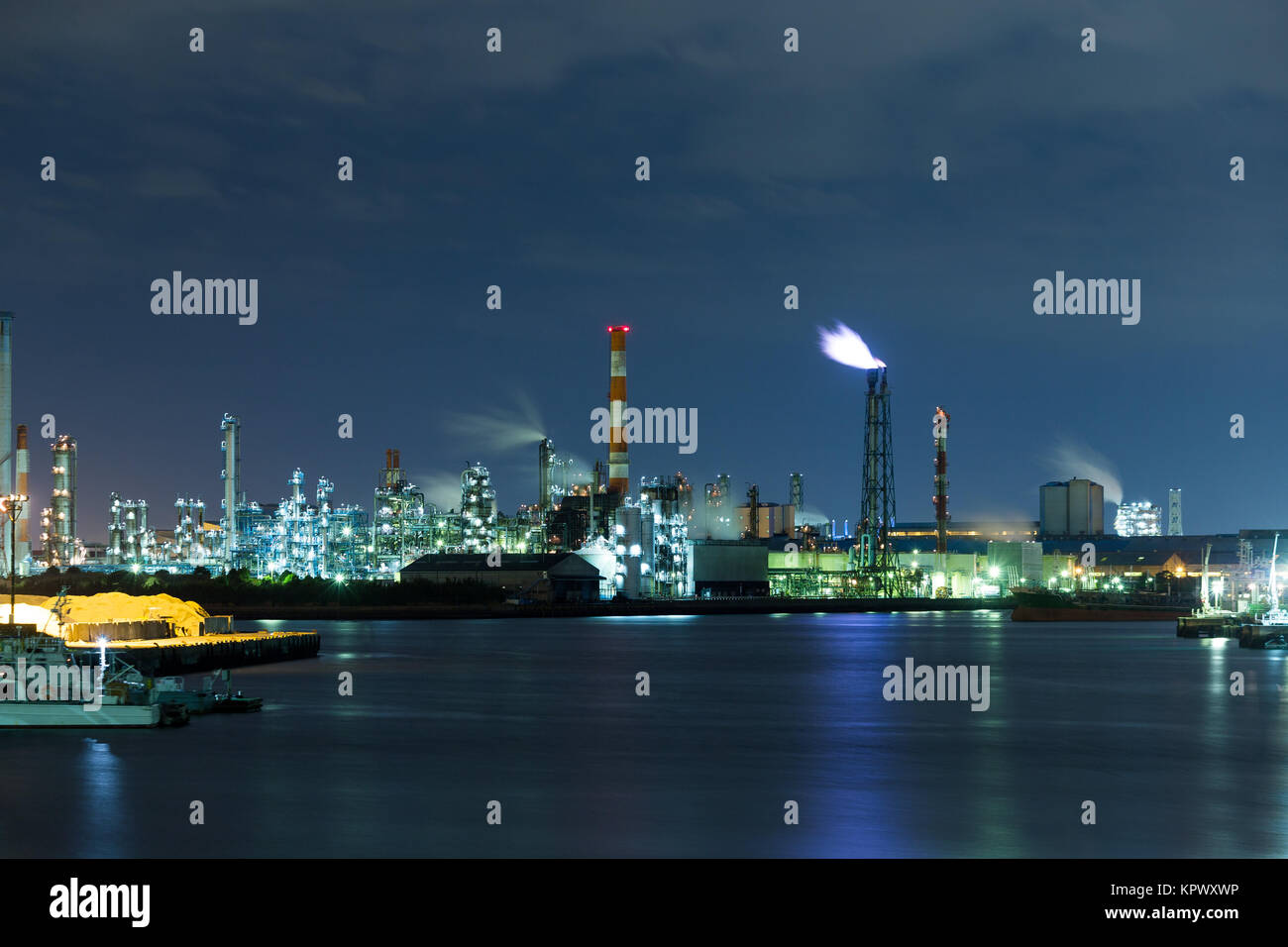 Industrial Factory working at night Stock Photo - Alamy