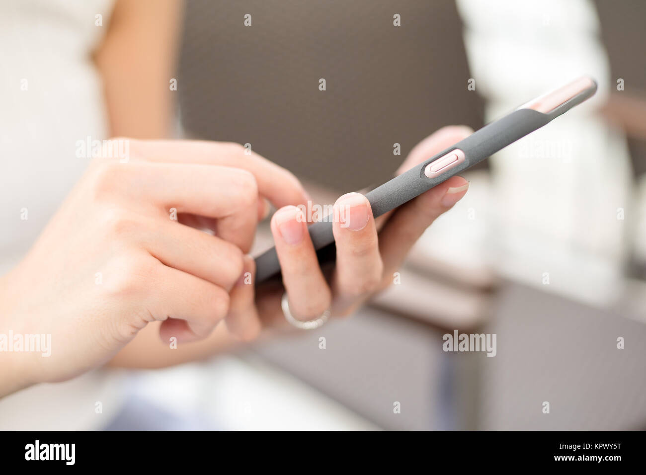 Woman browse internet on mobile phone Stock Photo - Alamy