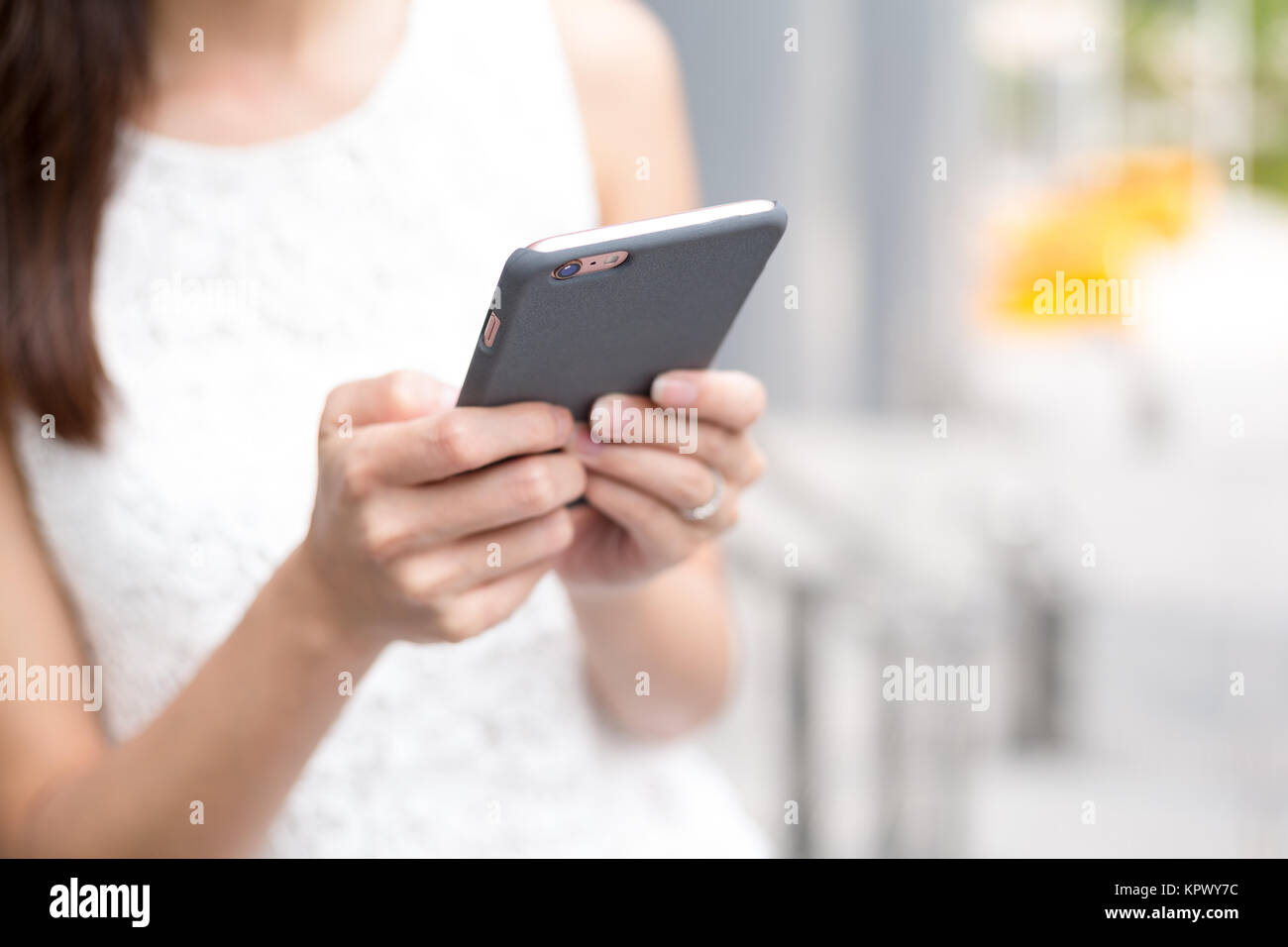 Woman use of cellphone Stock Photo - Alamy