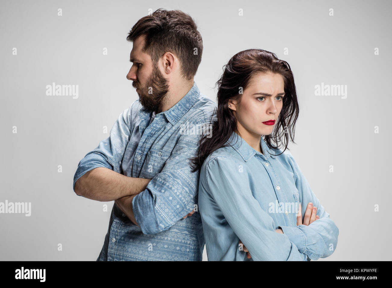 The young couple with different emotions during conflict Stock Photo ...
