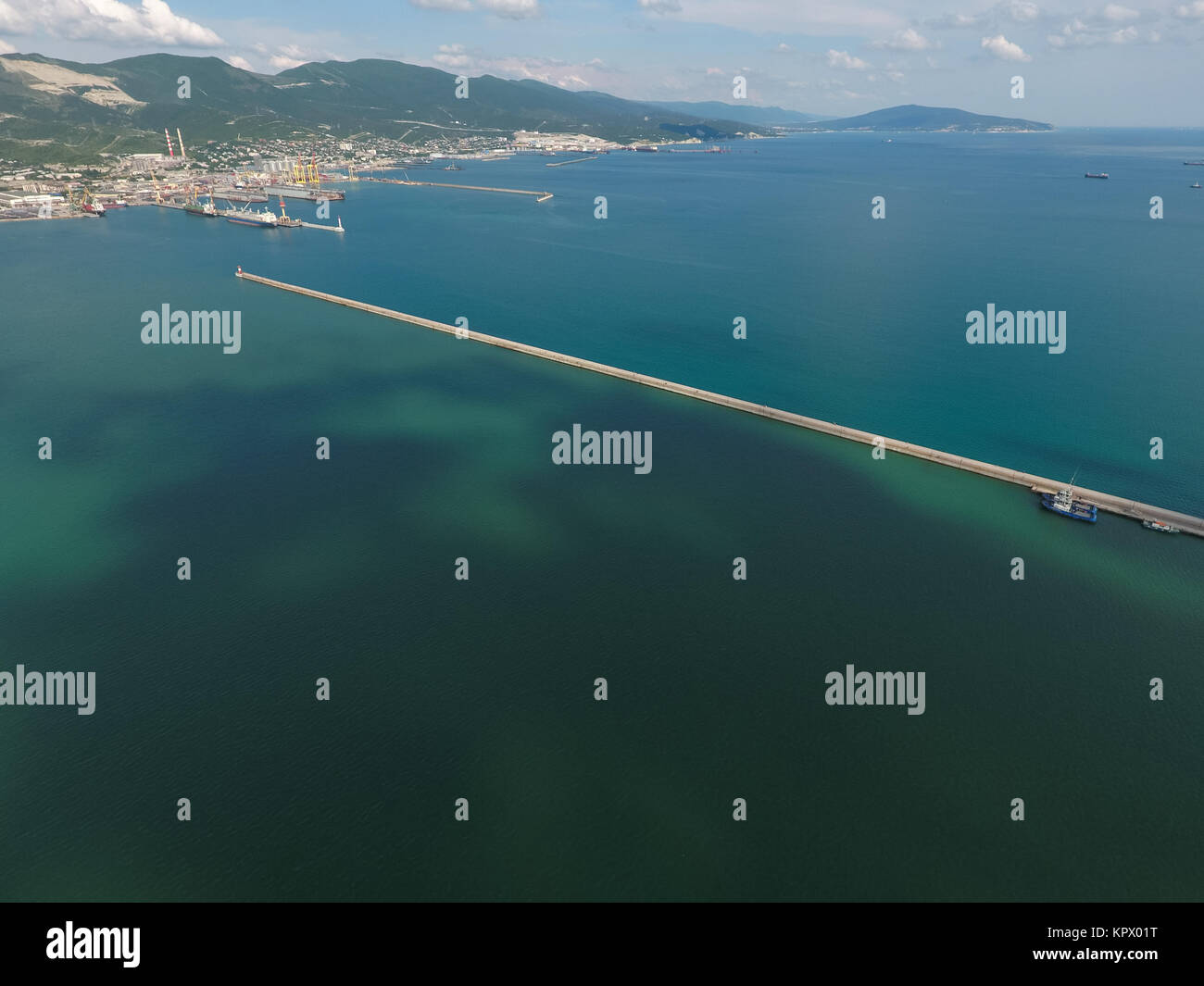 Top view of the bay Tsemess. Mol - building to stop the waves Stock ...